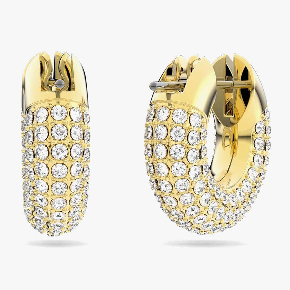 Swarovski 5636530 Ladies Dextera Gold Plated Pave Hoop Earrings ...