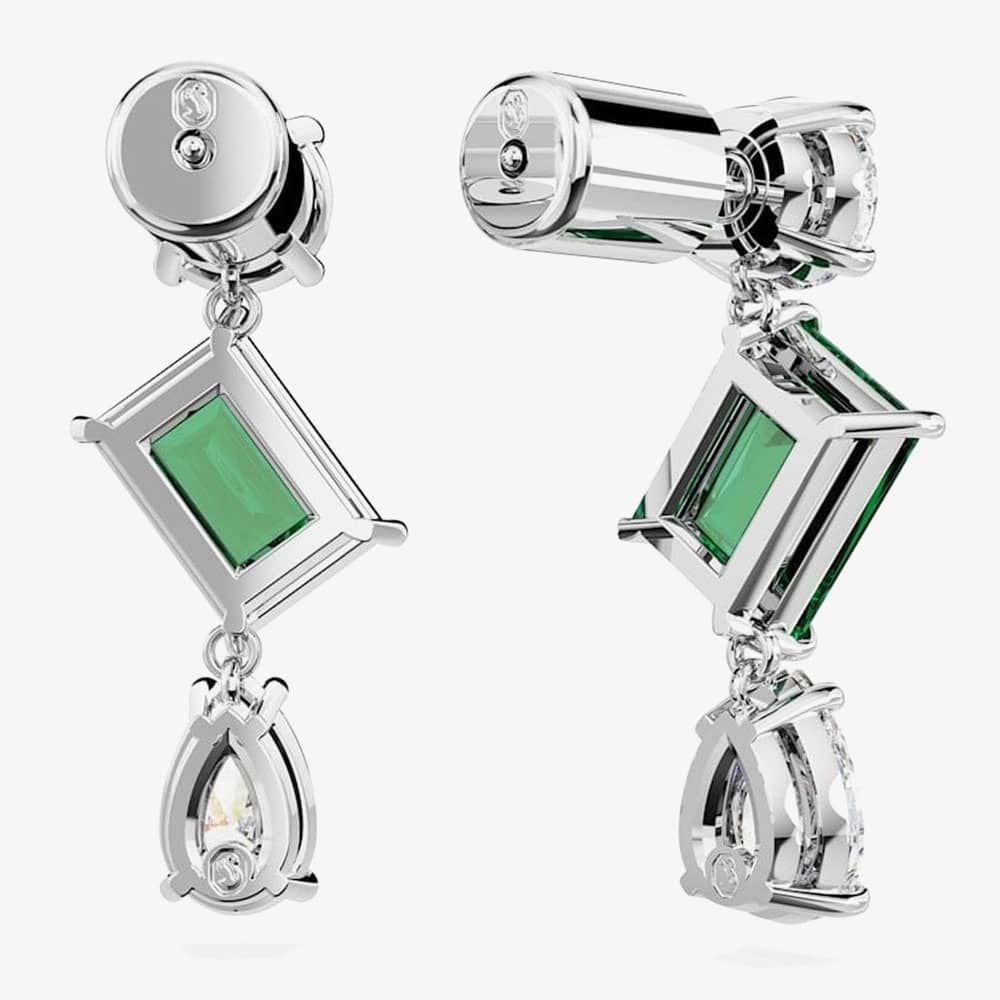 Swarovski 5665878 Mesmera Green Mixed Cut Dropper Earrings - thbaker.co.uk