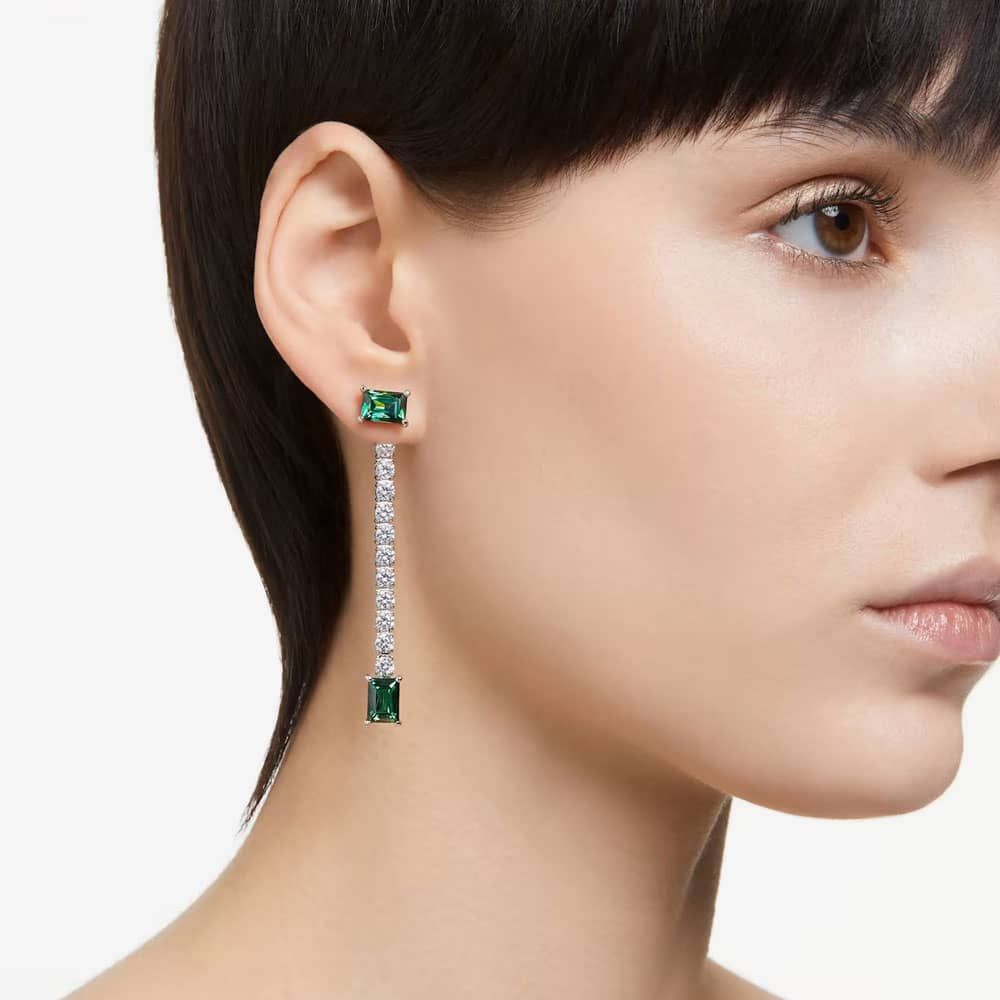 Swarovski 5665786 Matrix Green Mixed Cut Dropper Earrings - thbaker.co.uk