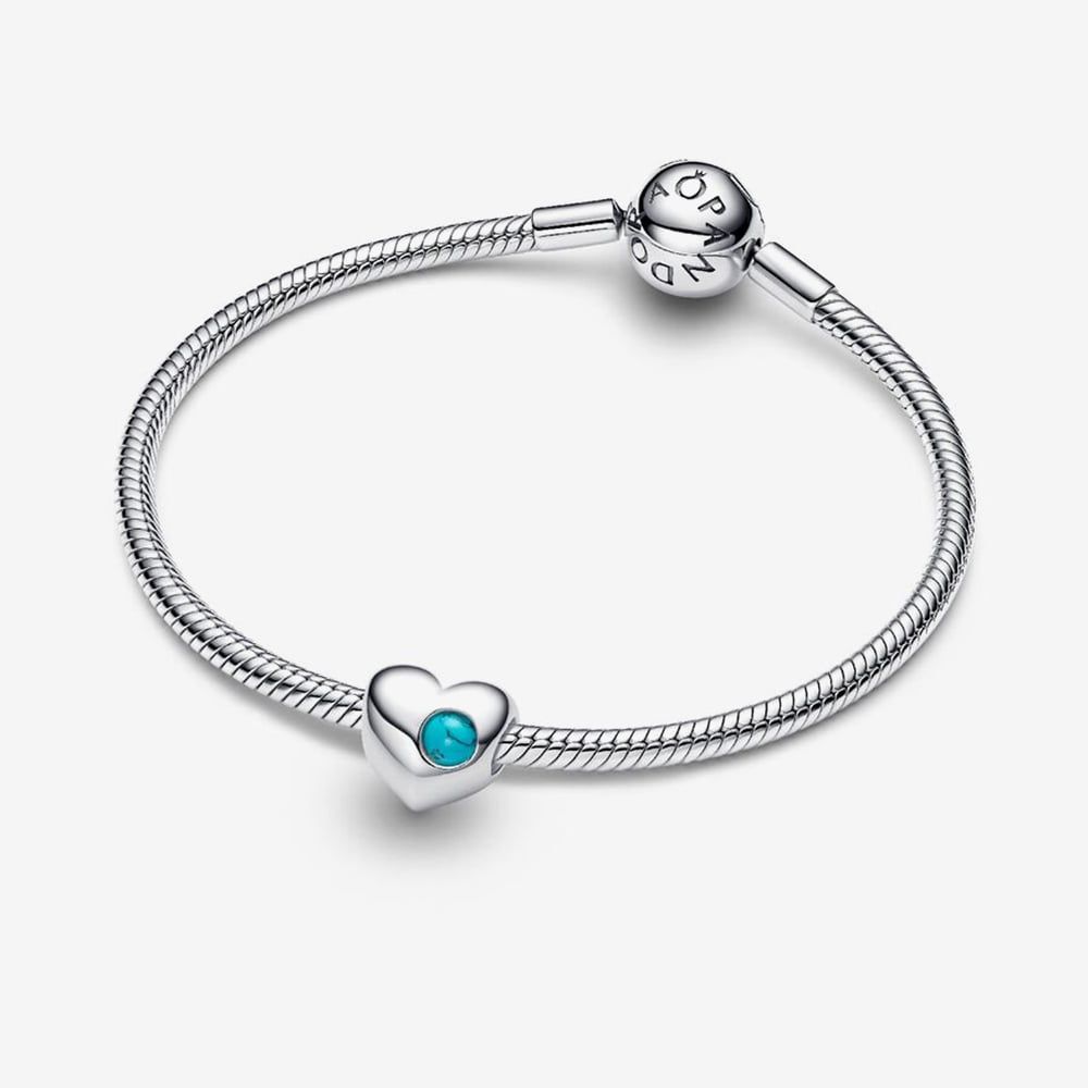 PANDORA 794161C12 Sterling Silver Blue Stone December Birthstone Heart ...