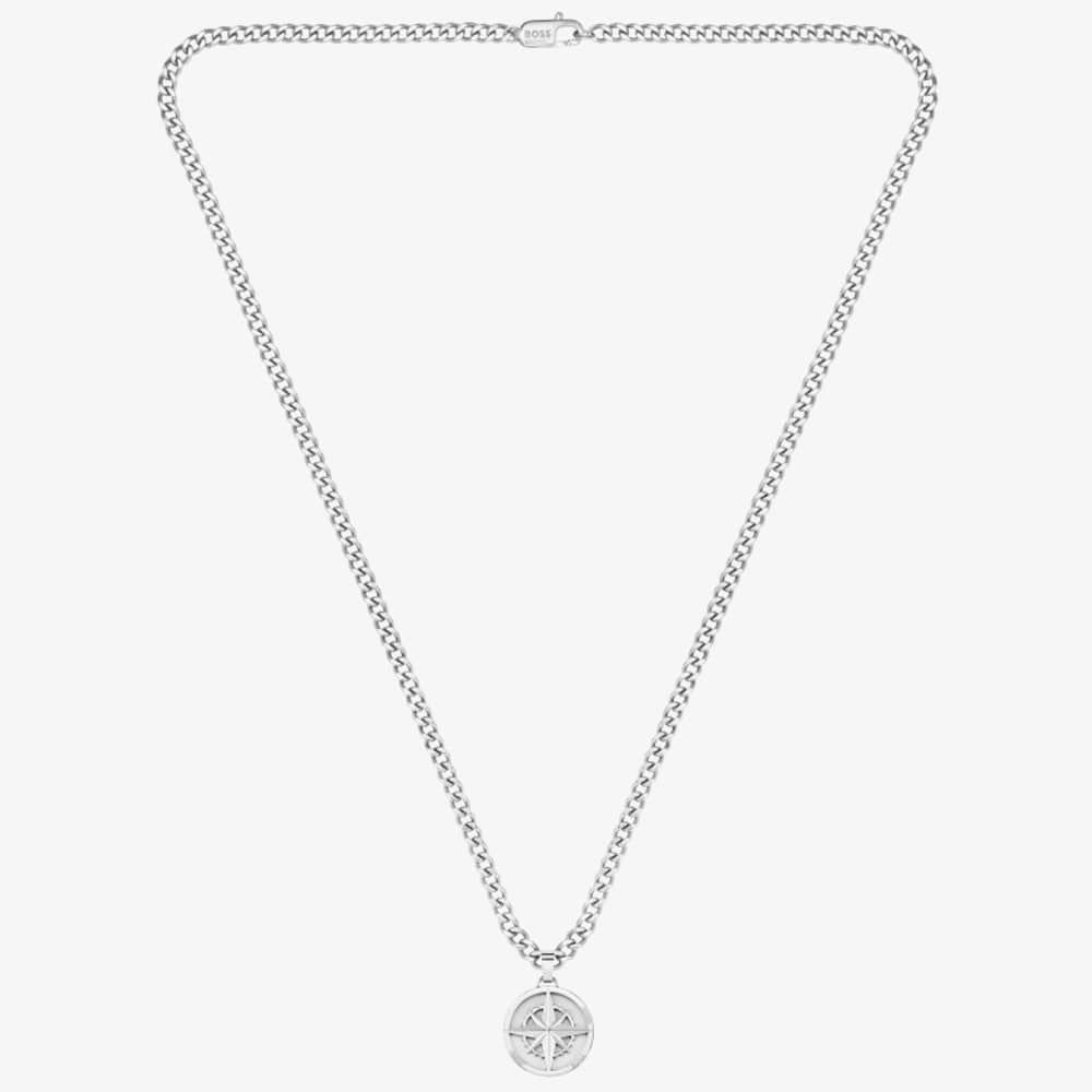 BOSS 1580544 Silver North Compass Necklace - thbaker.co.uk