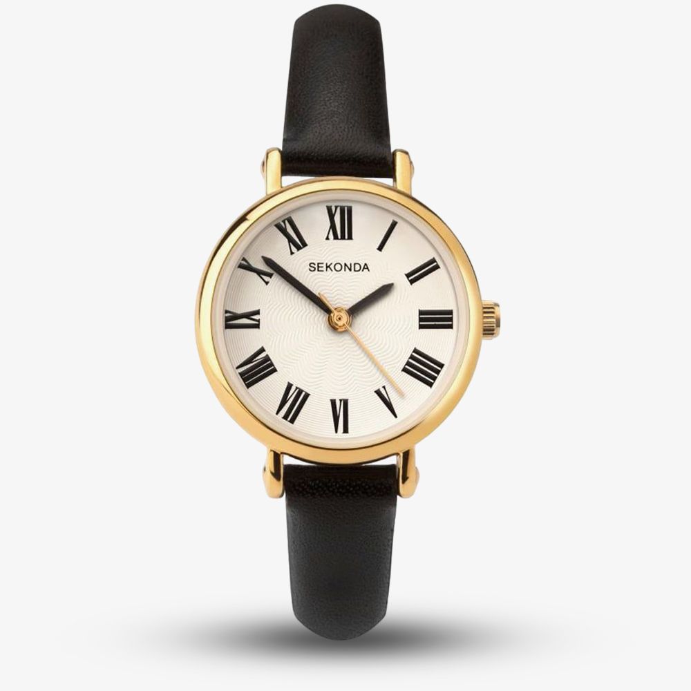 Sekonda Classic Cream Dial Black Leather Strap Watch 40085 - thbaker.co.uk