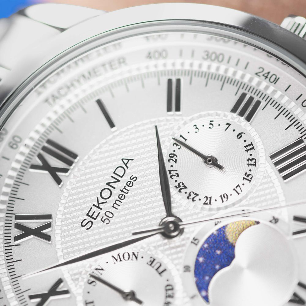 Sekonda 30229 Armstrong Moonphase Silver Watch - thbaker.co.uk