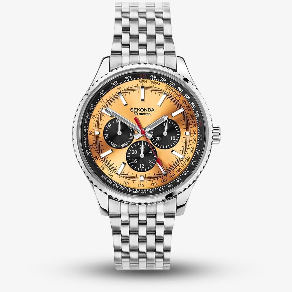 Sekonda 1999 Mens Maverick Yellow & Silver Watch - thbaker.co.uk