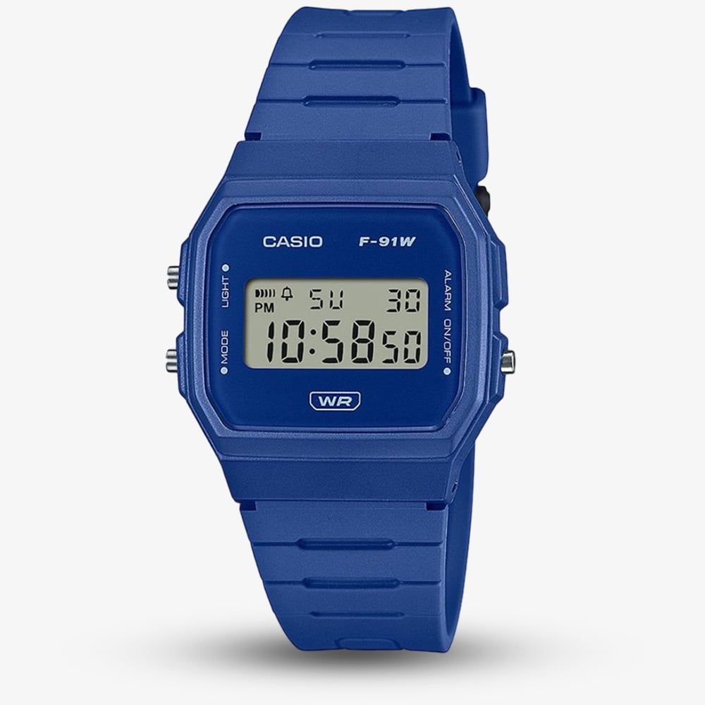 Casio F-91WB-2A1EF Vintage Blue Dual Display Digital Watch - thbaker.co.uk