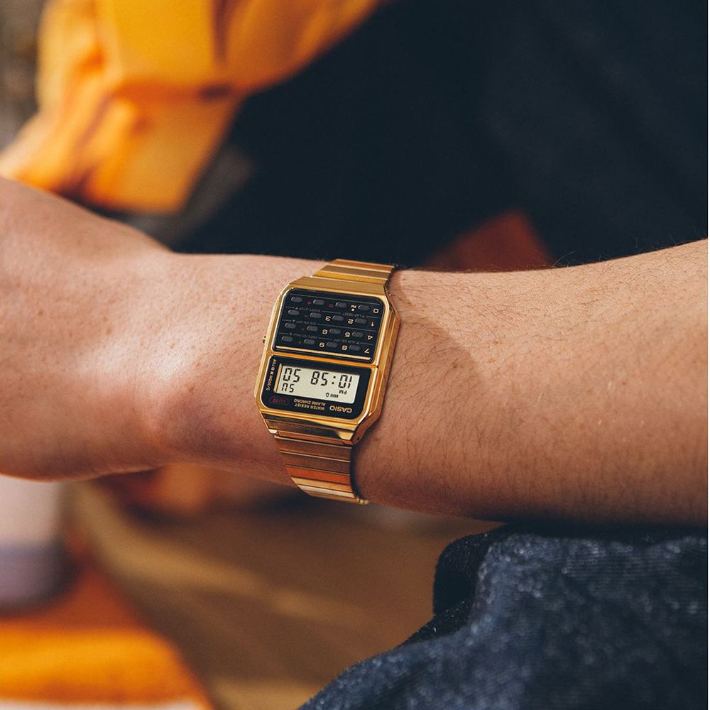 Casio CA-500WEG-1AEF Unisex Gold Tone Digital Calculator Watch ...