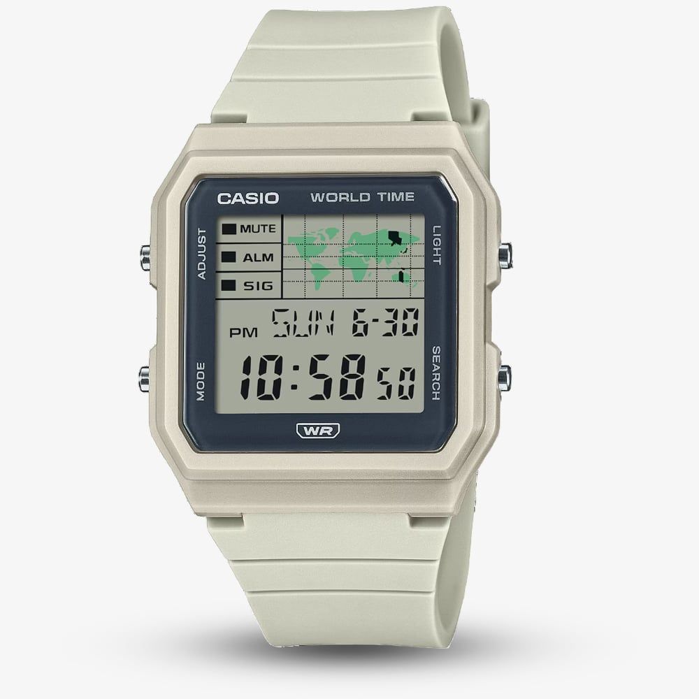 Casio LF-30W-8AEF Unisex Cream Square Worldmap Digital Watch - thbaker ...