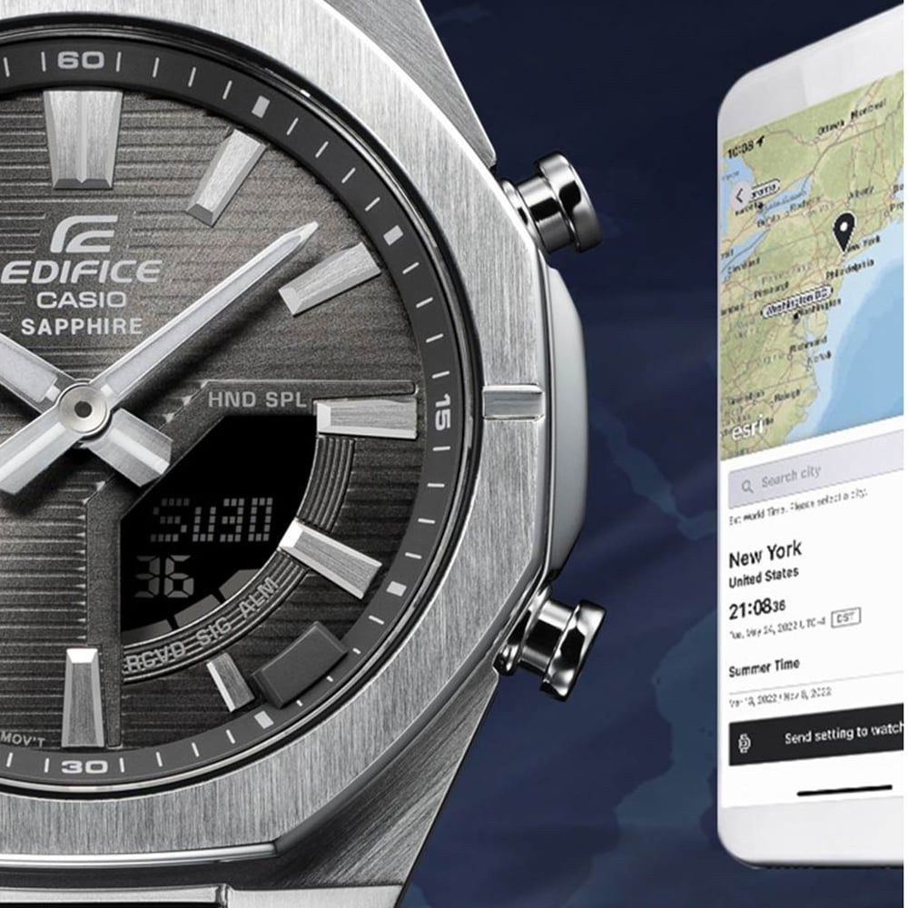 Casio ECB-S10D-8AEF Mens Edifice Grey Dial Dual Display Watch - thbaker.co.uk