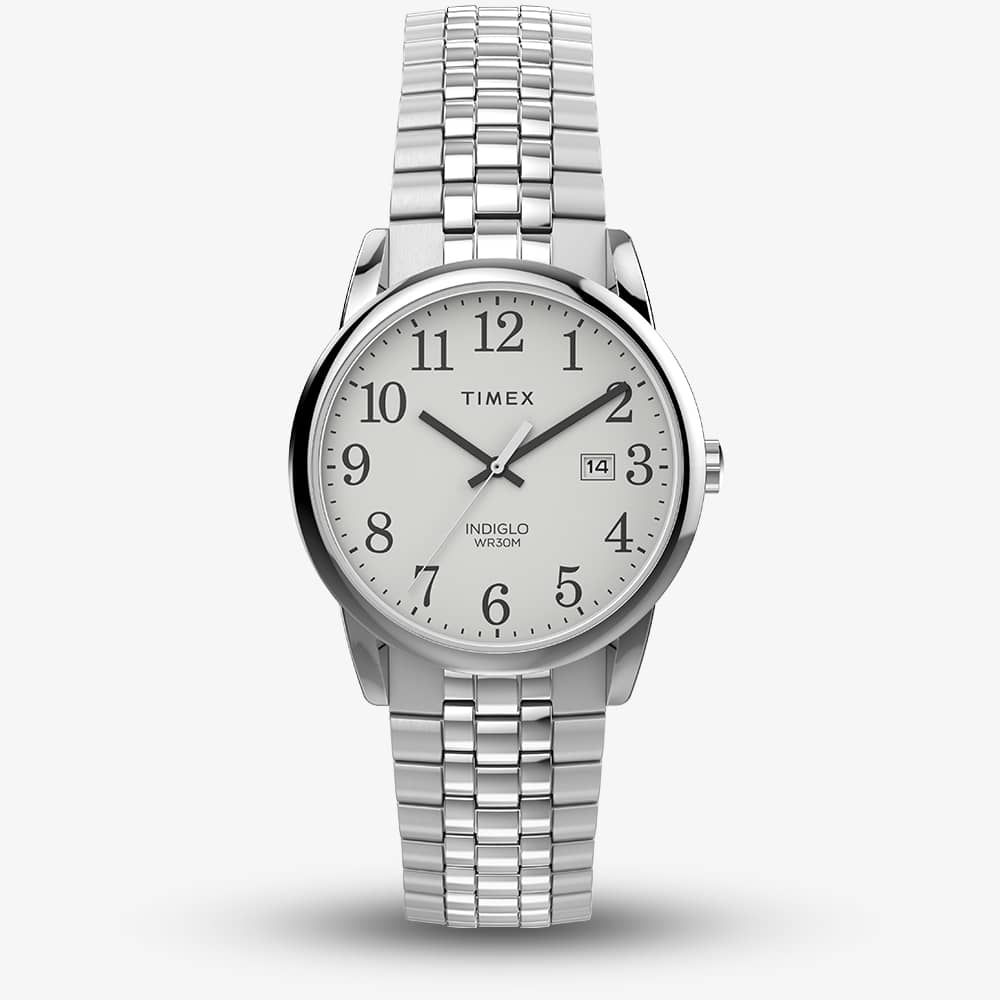 Timex TW2V40000 Easy Reader 38mm Indiglo Silver Expandable Watch ...