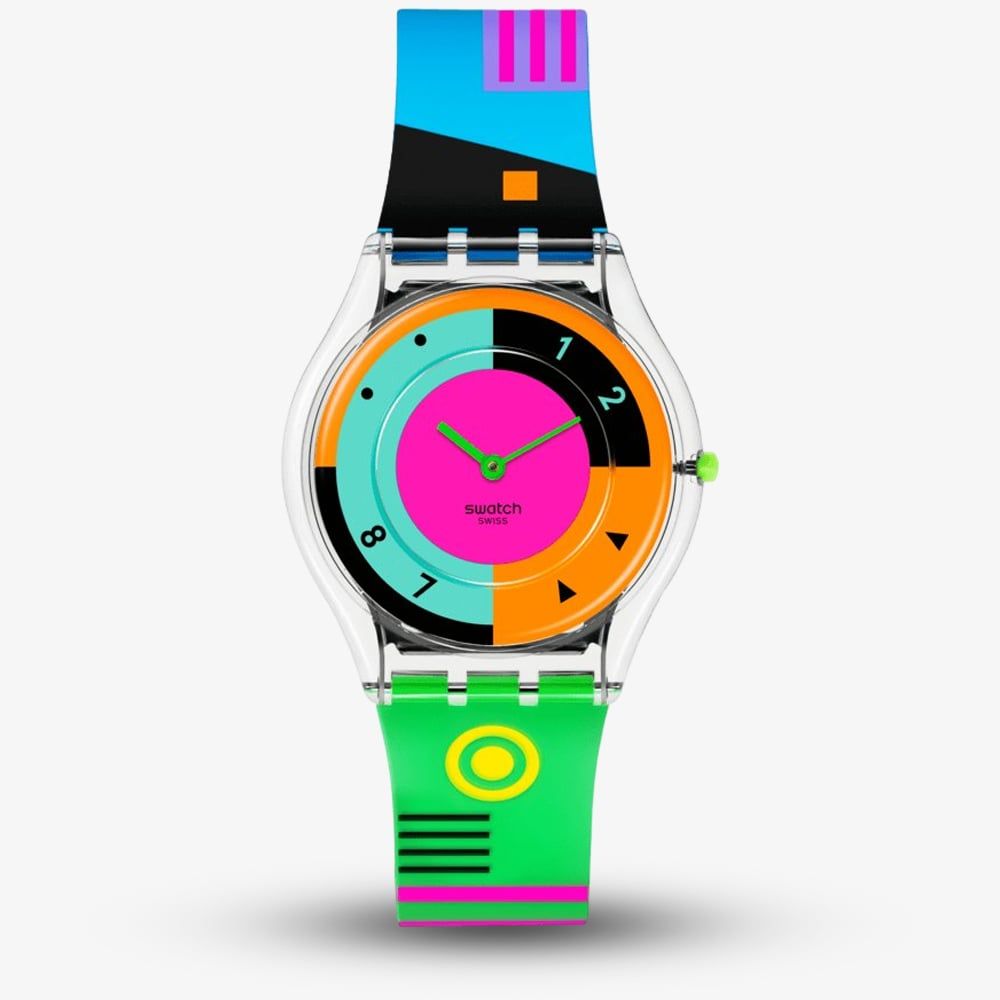 Swatch SS08K119 Neon Hot Racer Skin Multicoloured Watch - thbaker.co.uk