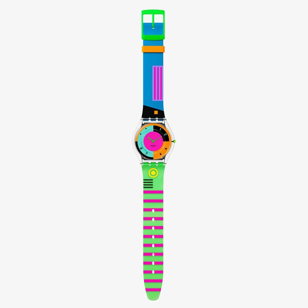 Swatch SS08K119 Neon Hot Racer Skin Multicoloured Watch - thbaker.co.uk