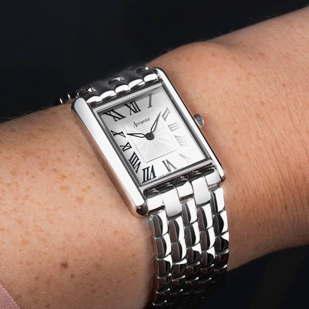 Accurist 71006 Rectangle Silver Dial Ladies Watch - thbaker.co.uk