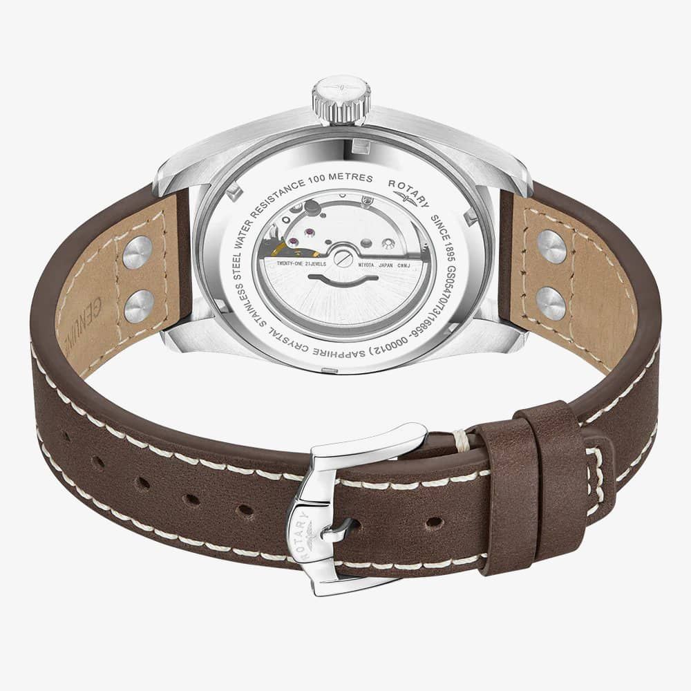 Rotary GS05470/73 1895 Pilot Automatic Green Dial Leather Watch ...