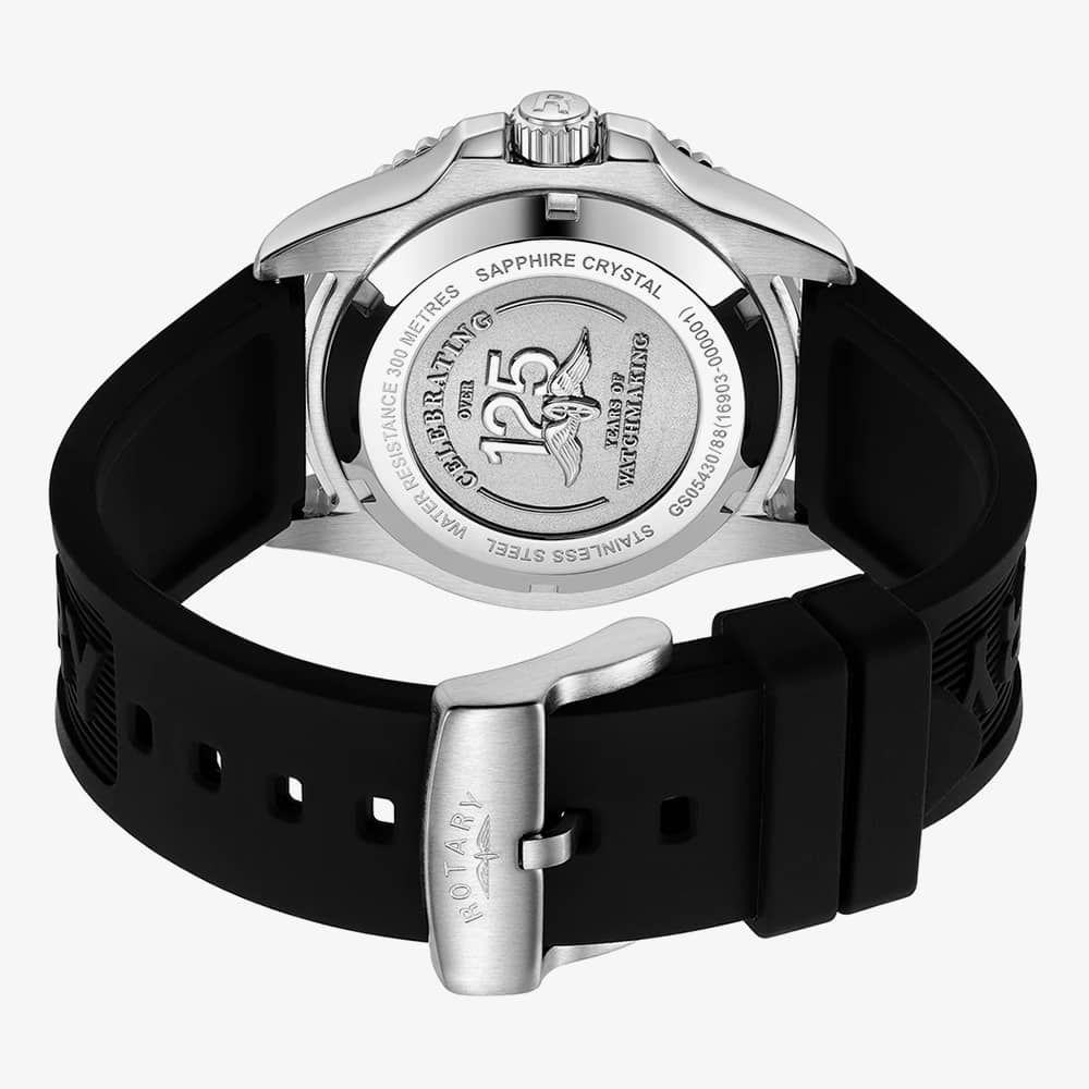 Rotary GS05430/88 Seamatic Automatic Blue Dial Black Rubber Watch ...