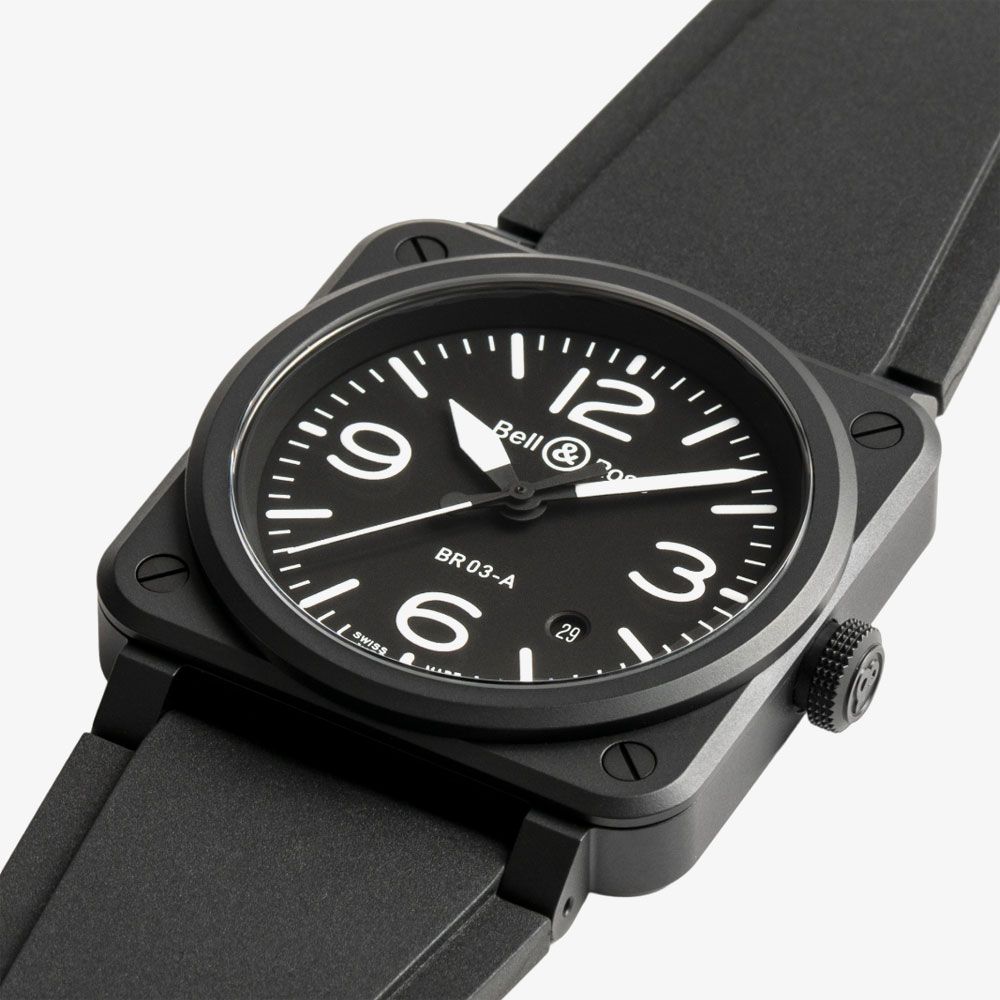 Bell & Ross BR03A-BL-CE/SRB BR03 Black Dial Mens Watch - thbaker.co.uk