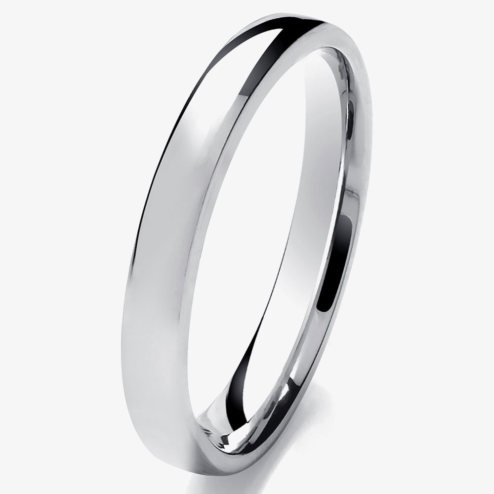 Platinum 3mm Soft Court Wedding Ring - thbaker.co.uk