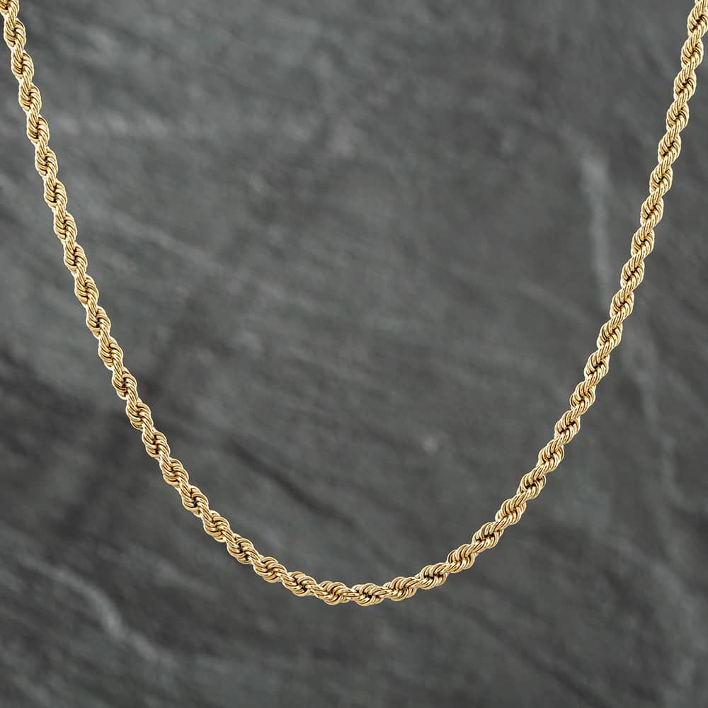 Second Hand 9ct Yellow Gold 24 Inch Rope Chain 41021075 - thbaker.co.uk