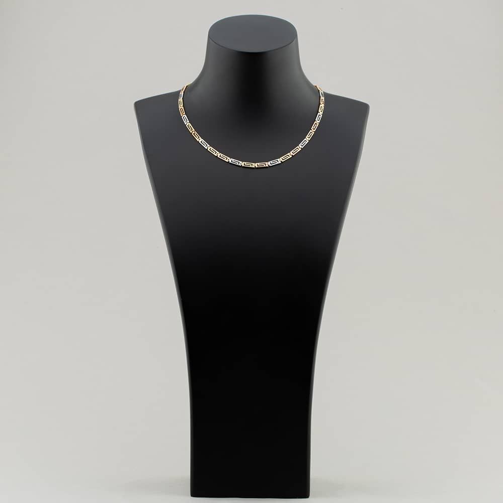 Second Hand 9ct Three Colour Gold Greek Key Style 16 Inch Chain ...
