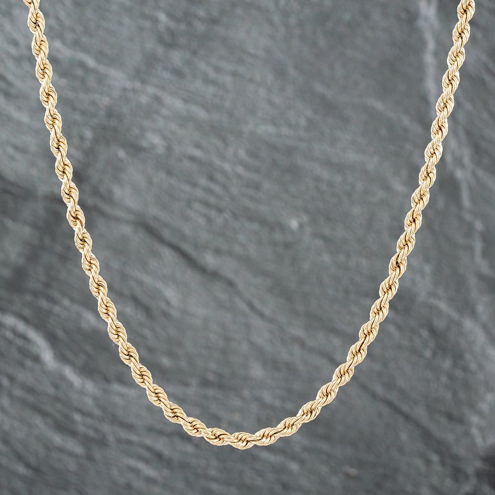 Second Hand 9ct Yellow Gold 20 Inch Rope Chain 41021215 - thbaker.co.uk
