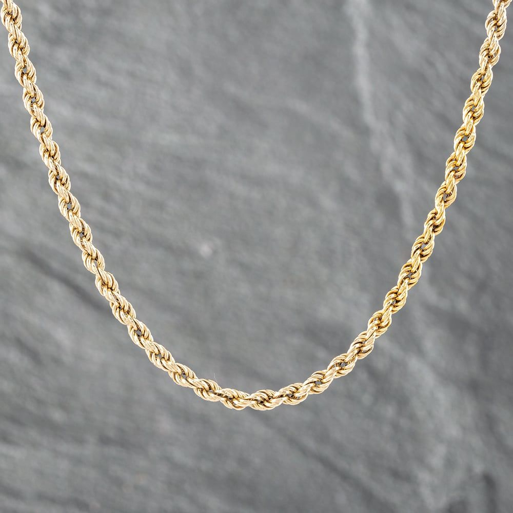 Second Hand 9ct Yellow Gold 21 Inch Rope Chain 41021329 - thbaker.co.uk