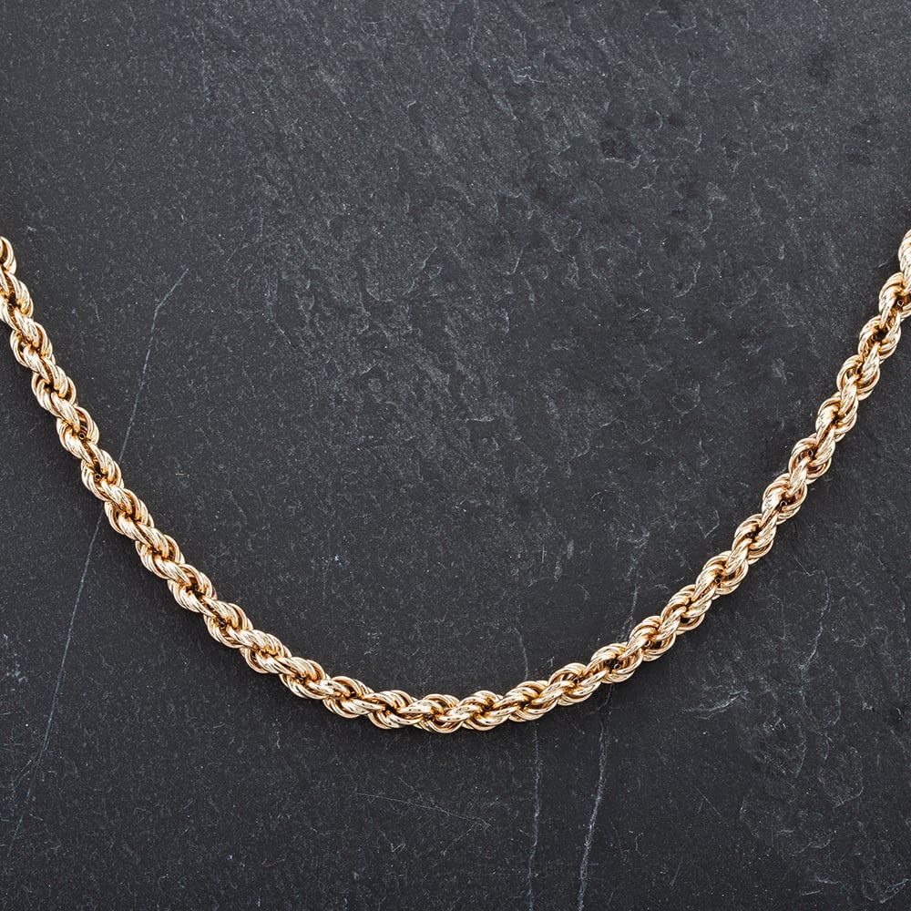 Second Hand 9ct Yellow Gold 18 Inch Rope Chain 4103202 - thbaker.co.uk