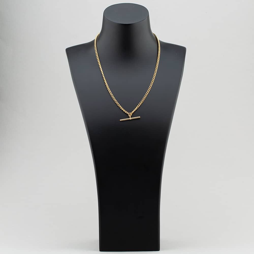 Second Hand 9ct Yellow Gold T-Bar 18 Inch Curb Chain 41041047 - thbaker ...