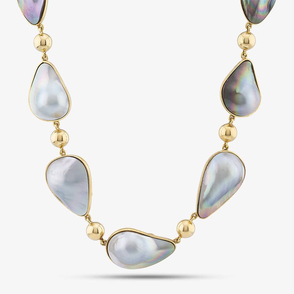 Second Hand 14ct Yellow Gold Mabe Grey & Black Blister Pearl 18 Inch ...