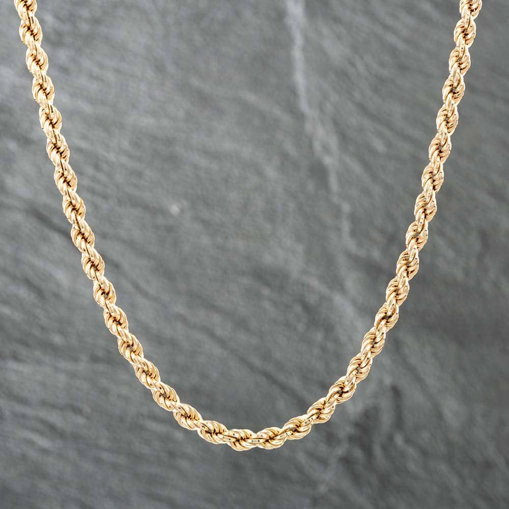 Second Hand 9ct Yellow Gold 20 Inch Rope Chain 41041160 - thbaker.co.uk