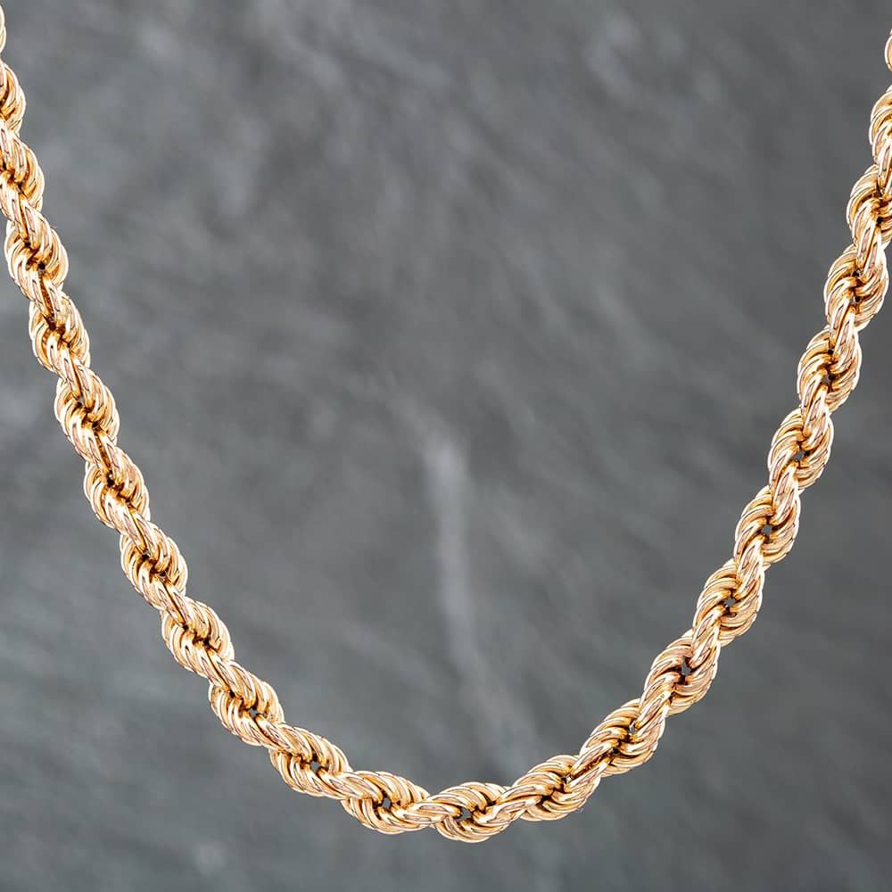 Second Hand 9ct Yellow Gold 16 Inch Rope Chain 41041255 - thbaker.co.uk