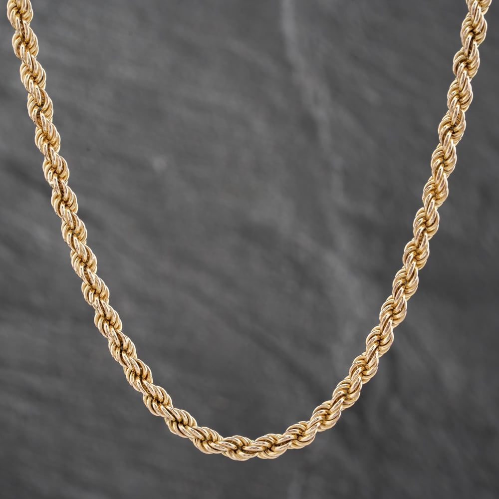 Second Hand 9ct Yellow Gold 24 Inch Rope Chain 41041386 - thbaker.co.uk
