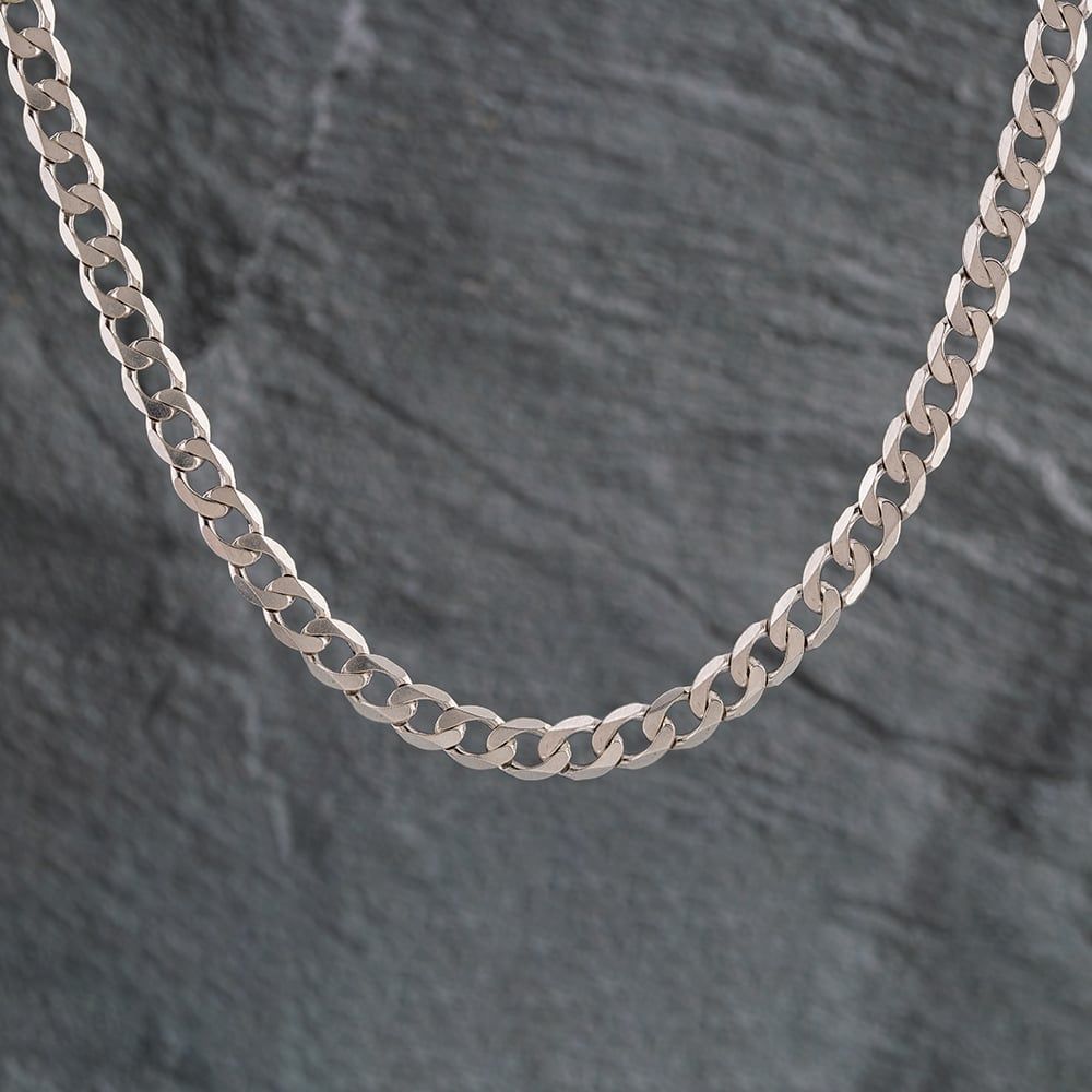 Second Hand 9ct White Gold 18 Inch Curb Chain - thbaker.co.uk