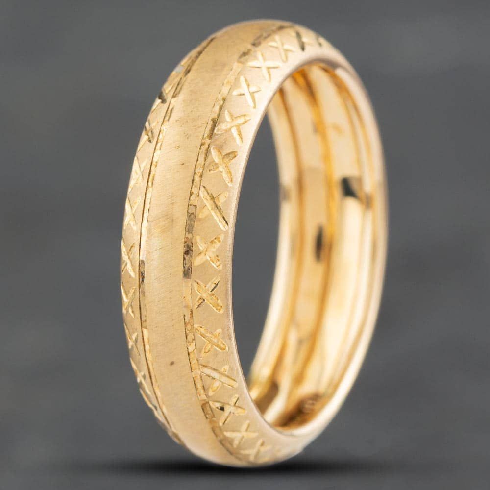 Second Hand 9ct Yellow Gold 6mm Patterned Wedding Ring 41101078 ...