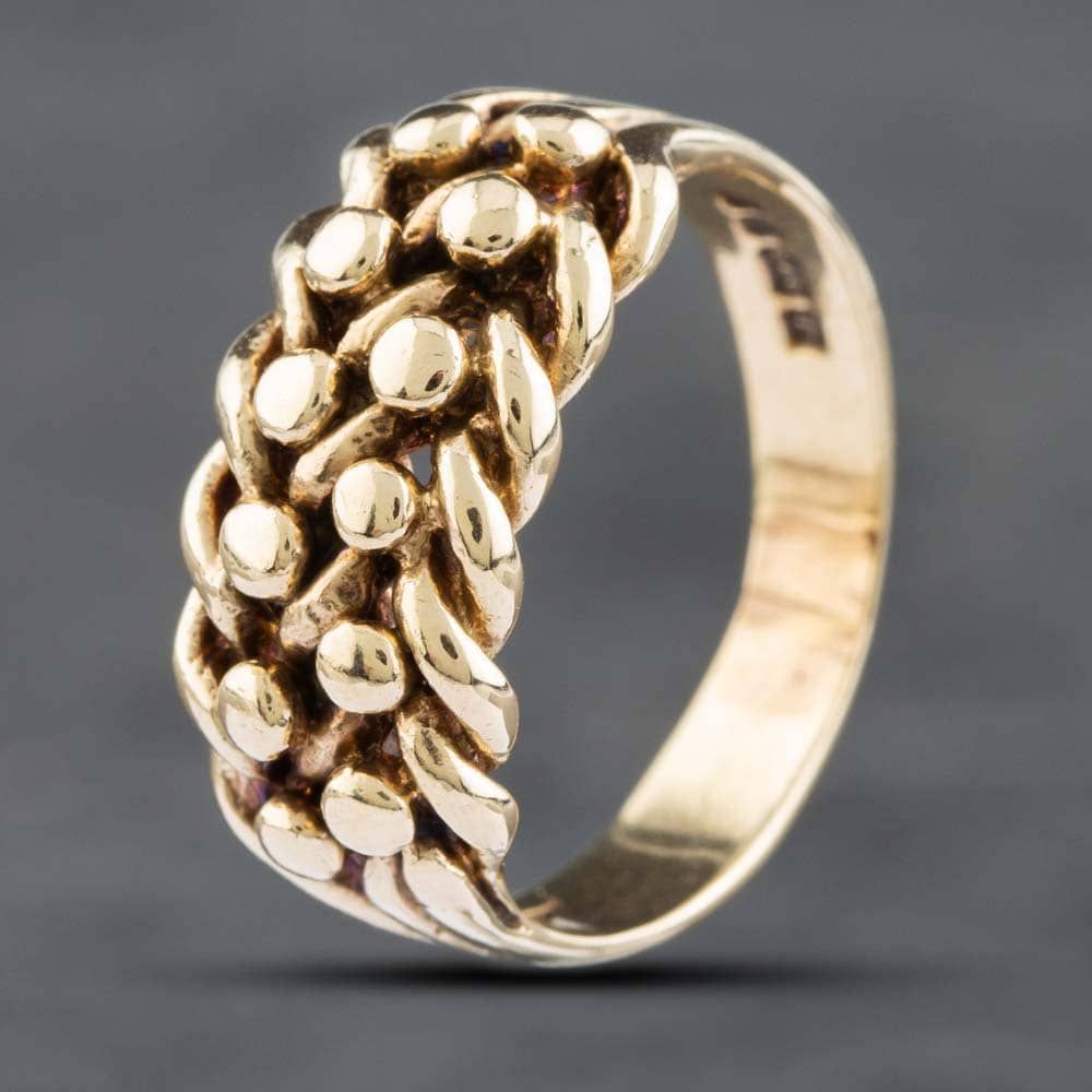 Second Hand 9ct Yellow Gold Two Row Keeper Ring 41101545 - thbaker.co.uk