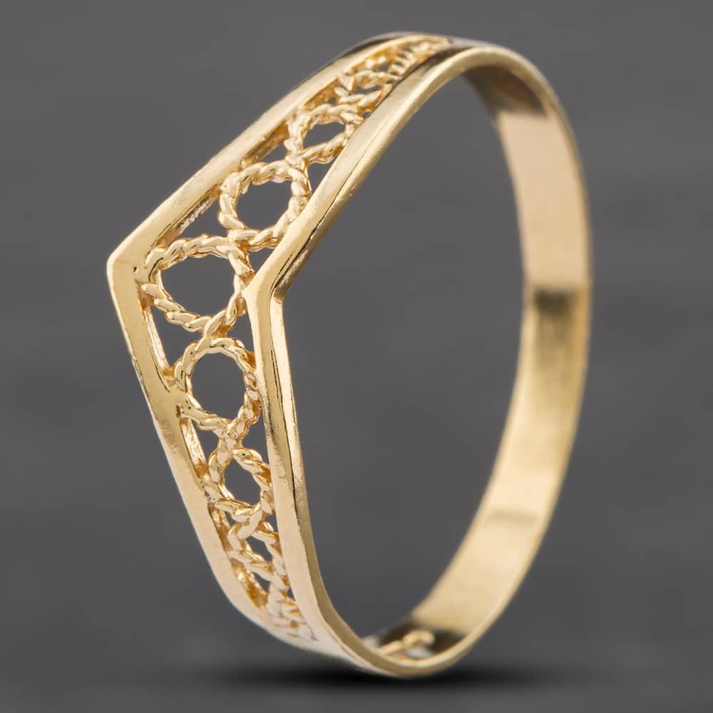 Second Hand 9ct Yellow Gold Open Work Half Wishbone Ring 41101628 ...