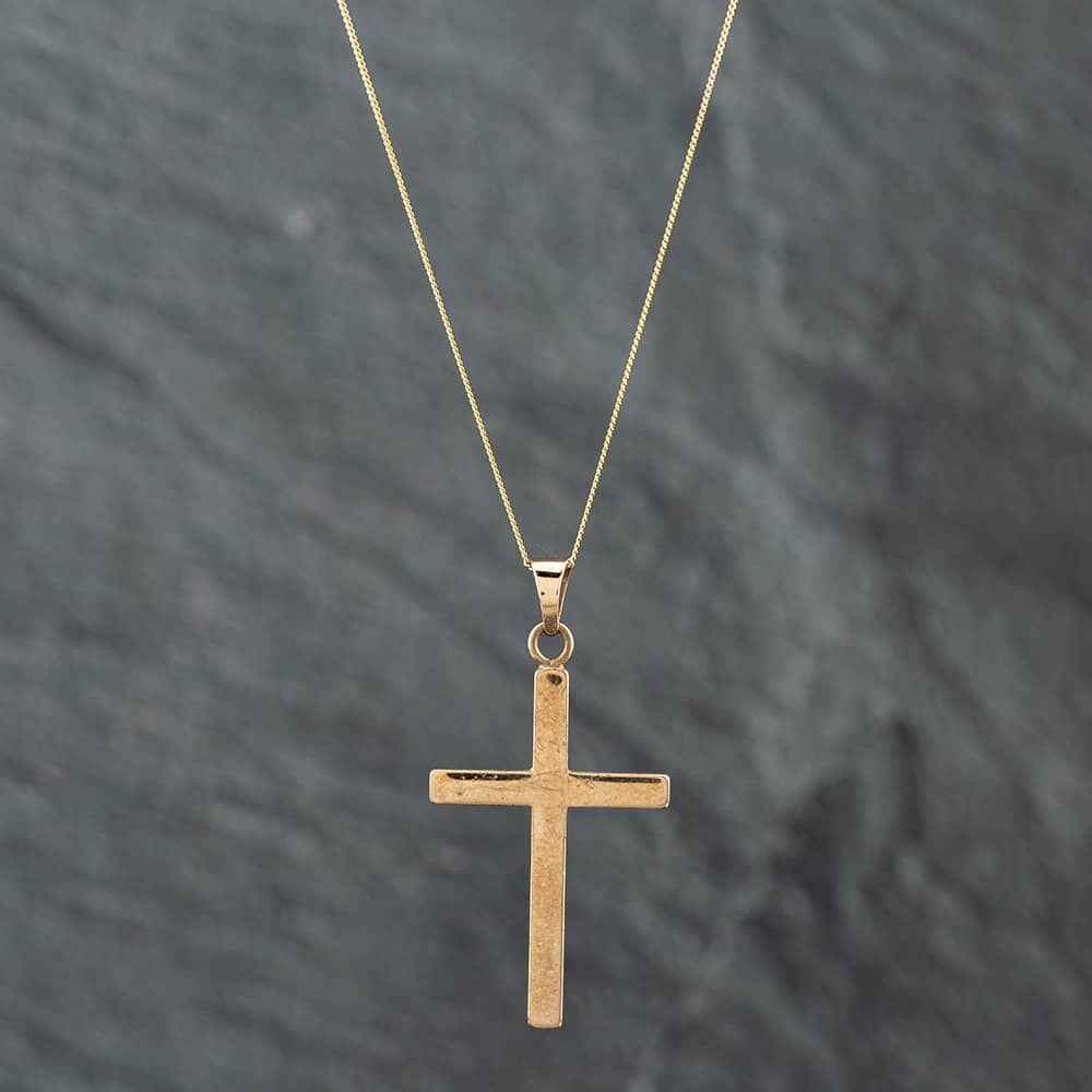 Second Hand Yellow Gold Cross Pendant & 18 Inch Curb Chain 41141580 ...