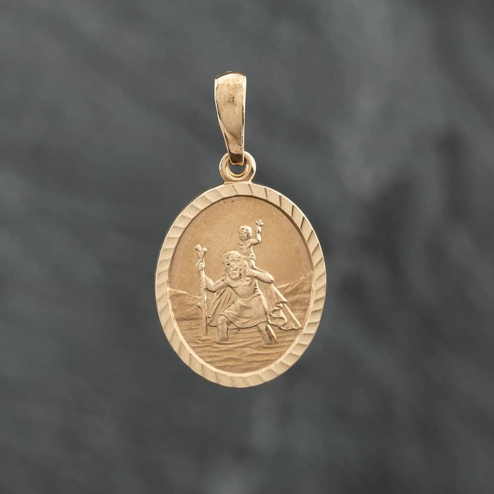 Second Hand 9ct Yellow Gold Oval St Christopher Loose Pendant 41141927 ...