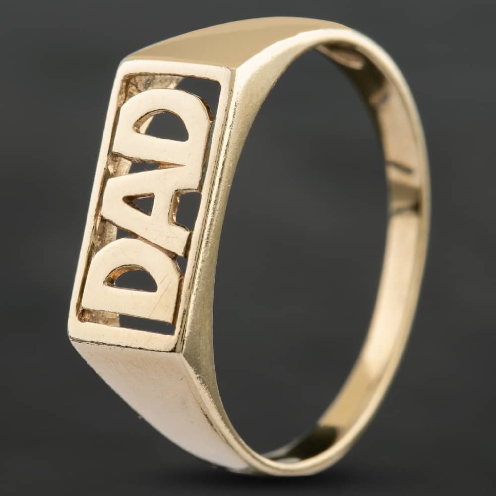 Second Hand 9ct Yellow Gold Dad Signet Ring 411500125 - thbaker.co.uk