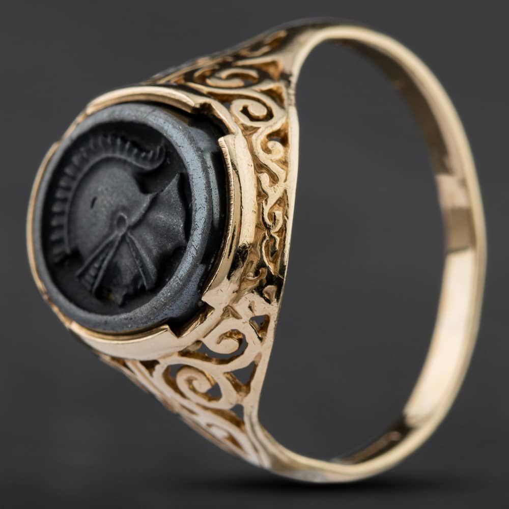 Second Hand 9ct Yellow Gold Hematite Roman Oval Intaglio Carved Signet ...