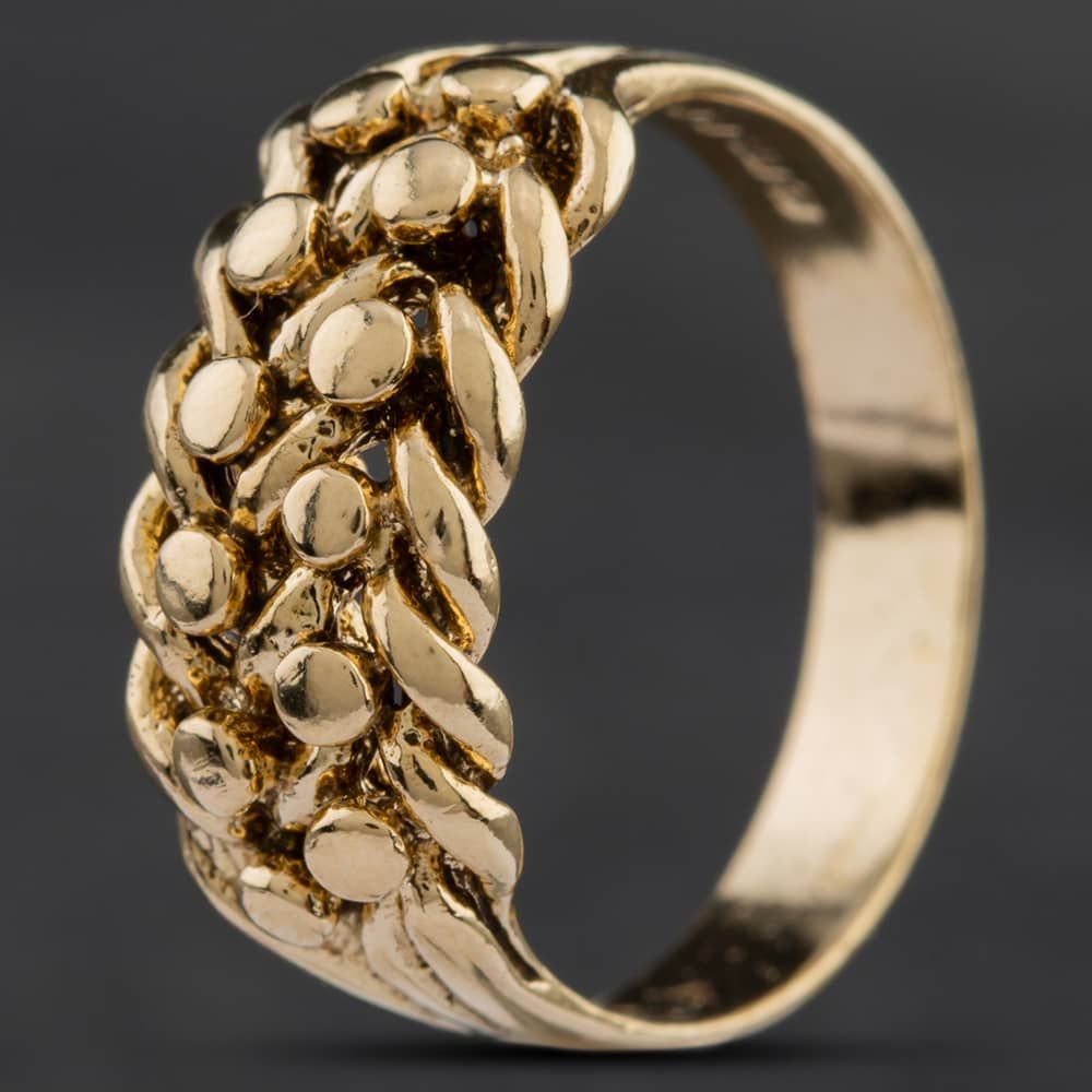 Second Hand 9ct Yellow Gold Two Row Keeper Ring 4115254 - thbaker.co.uk
