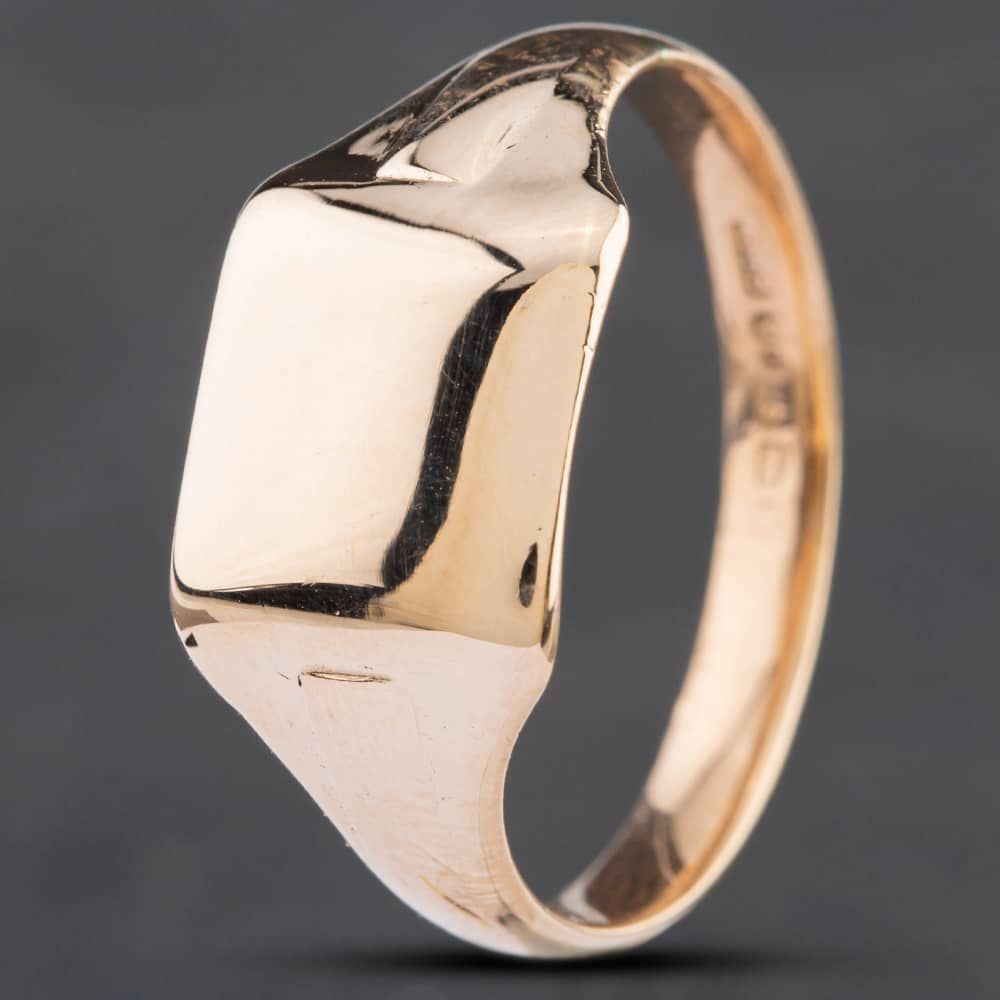 Second Hand Vintage 9ct Gold Cushion Shaped Signet Ring - thbaker.co.uk