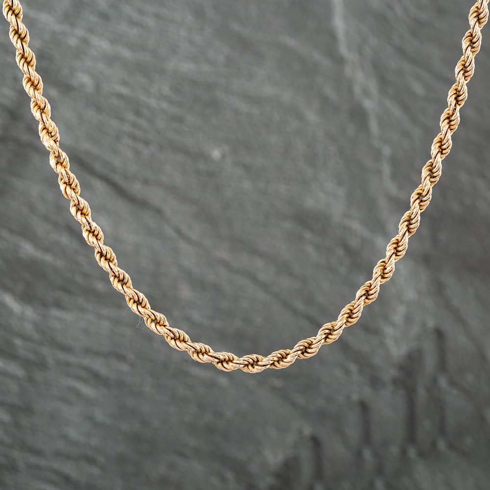 Second Hand 9ct Yellow Gold 24 Inch Rope Chain 41161063 - thbaker.co.uk