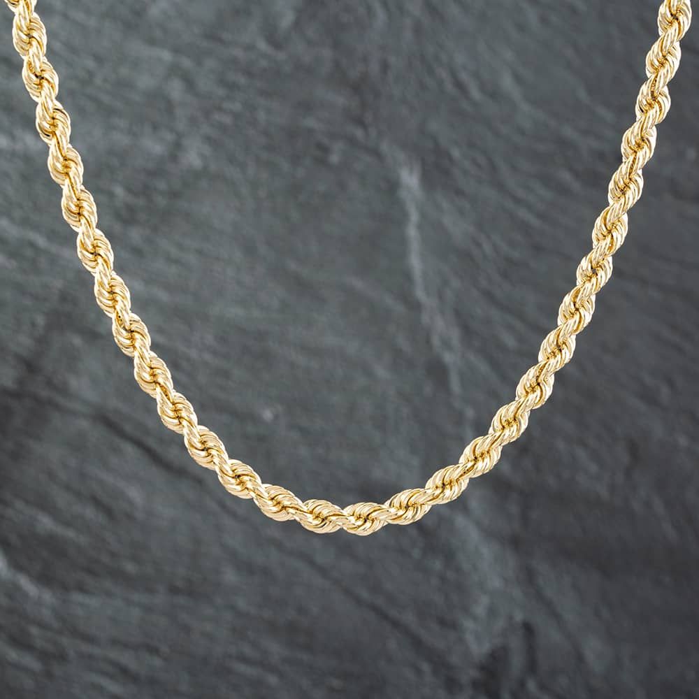 Second Hand 9ct Yellow Gold 20 Inch Rope Chain 41161245 - thbaker.co.uk