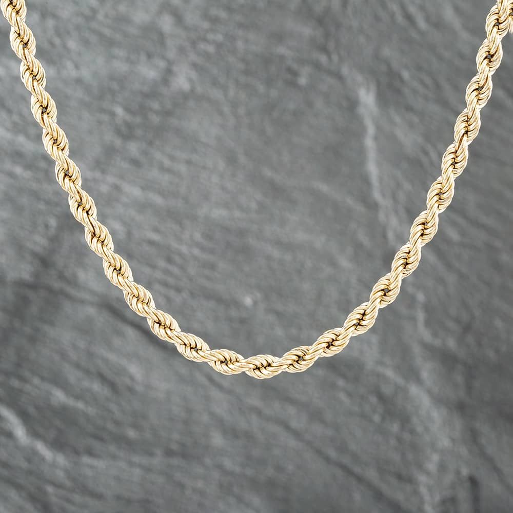 Second Hand 9ct Yellow Gold 20 Inch Rope Chain 41161615 - thbaker.co.uk