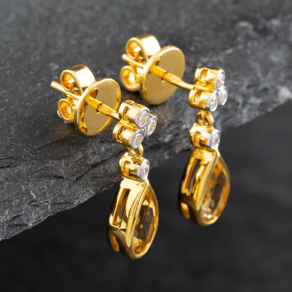 Second Hand 18ct Yellow Gold Pear Cut Citrine & Brilliant Cut Diamond ...