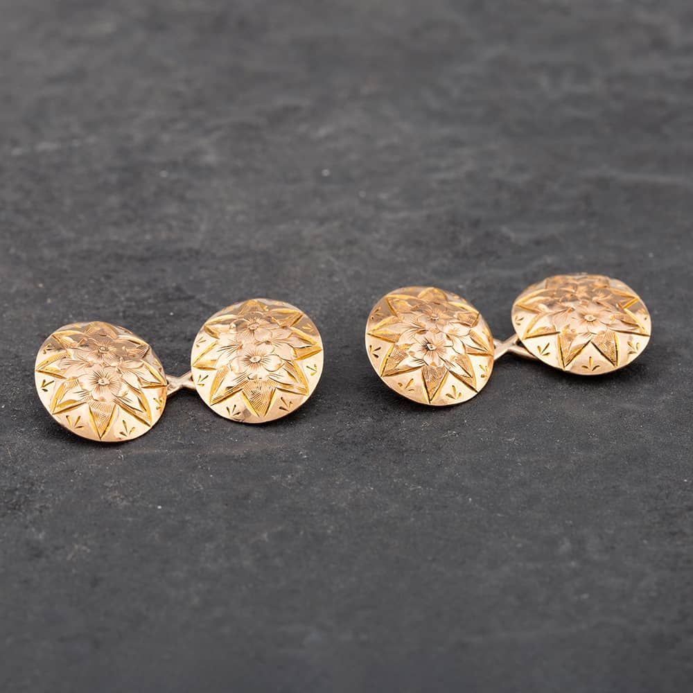 Second Hand Vintage 9ct Yellow Gold Oval Foliate Engraved Chain ...