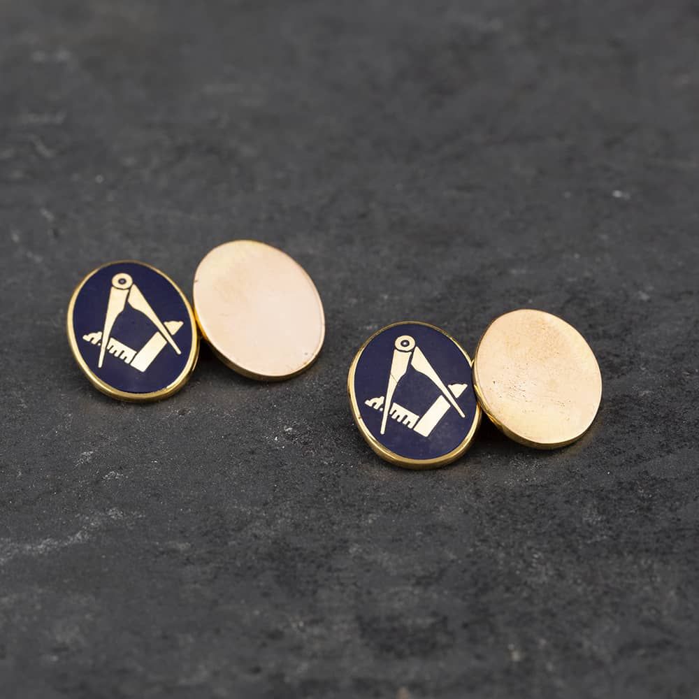 Second Hand Vintage 9ct Yellow Gold Enamel Oval Masonic Cufflinks ...