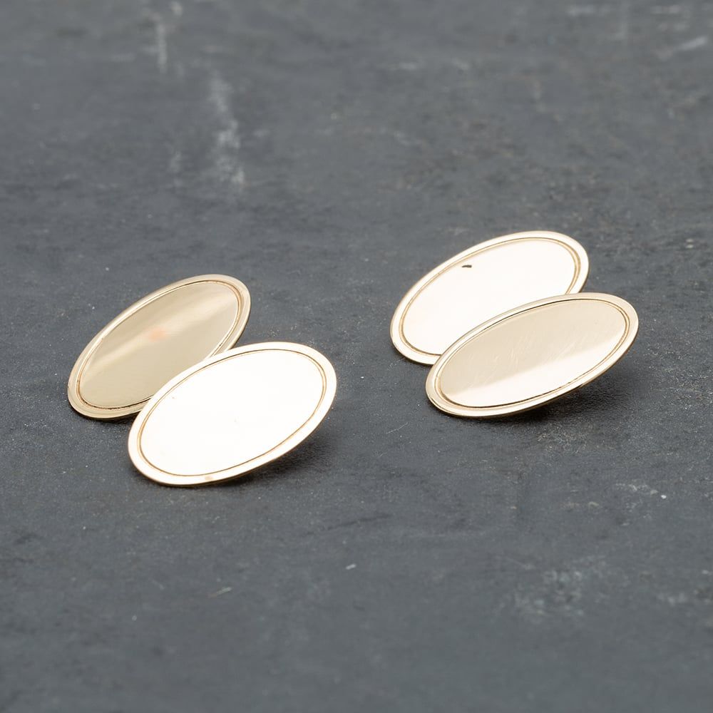 Second Hand 9ct Yellow Gold Oval Cufflinks 41191022 - thbaker.co.uk
