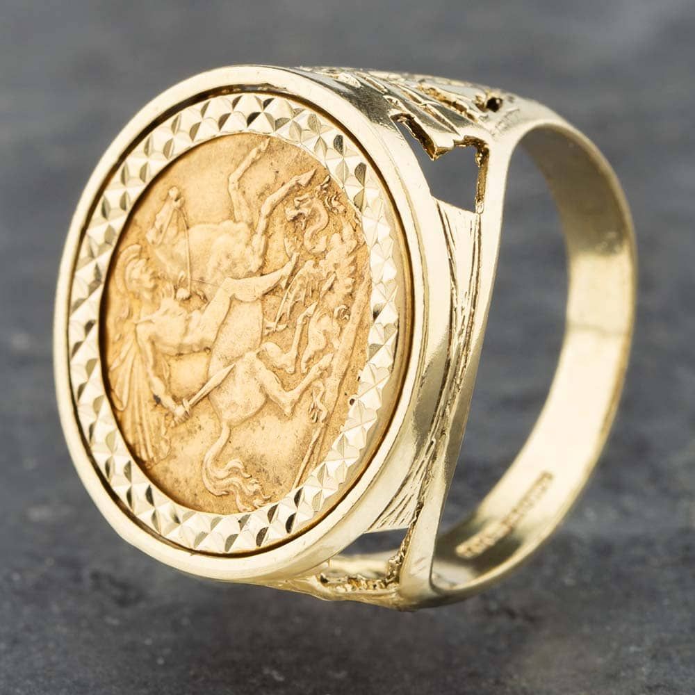 Second Hand 9ct Yellow Gold 1913 Half Sovereign Coin Ring 41201053BND ...
