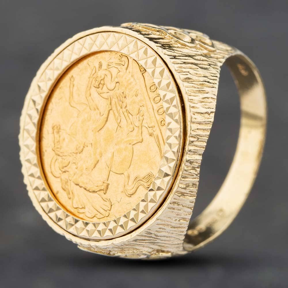 Second Hand 9ct Yellow Gold 2000 Half Sovereign Coin Ring 41201067BND ...