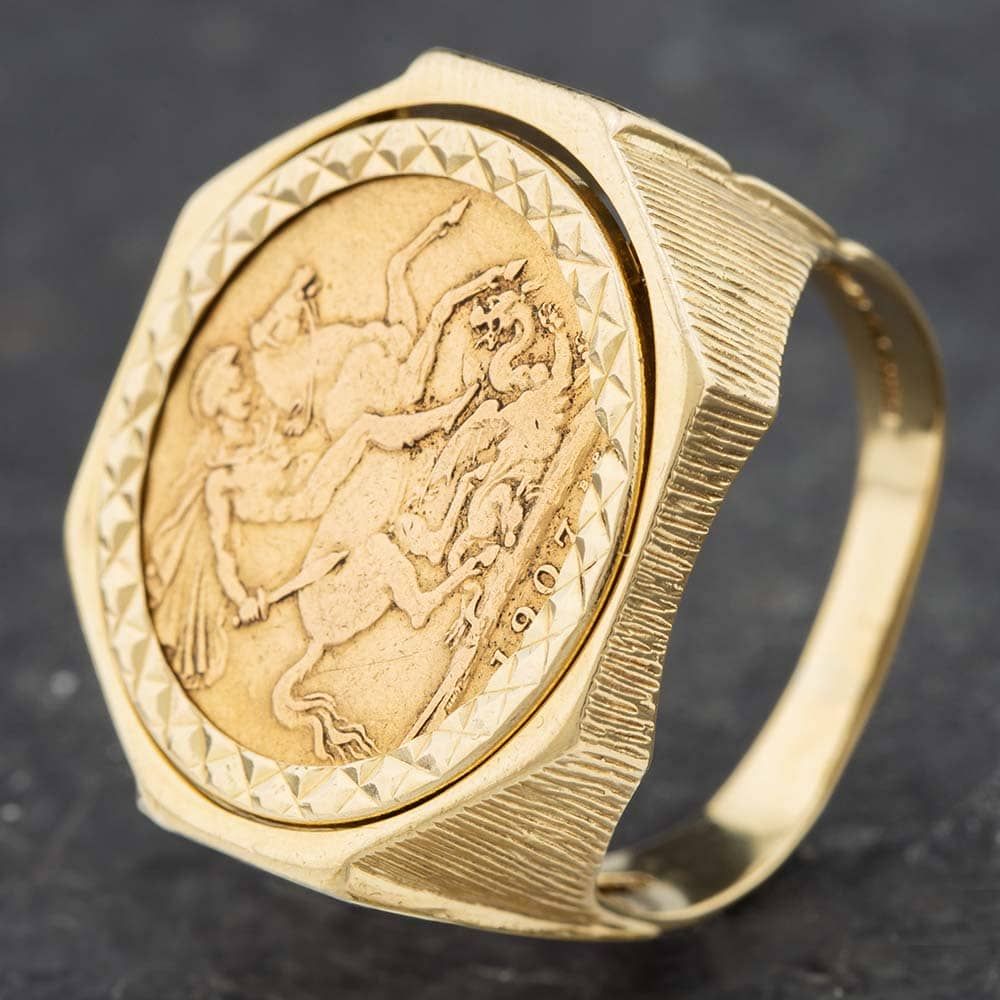 Second Hand 9ct Yellow Gold 1907 Full Sovereign Coin Ring 41201073BND ...